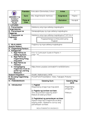 Multi 5 & 6 - lesson plan - Lesson Plan for Multigrade Classes ESP 5 ...