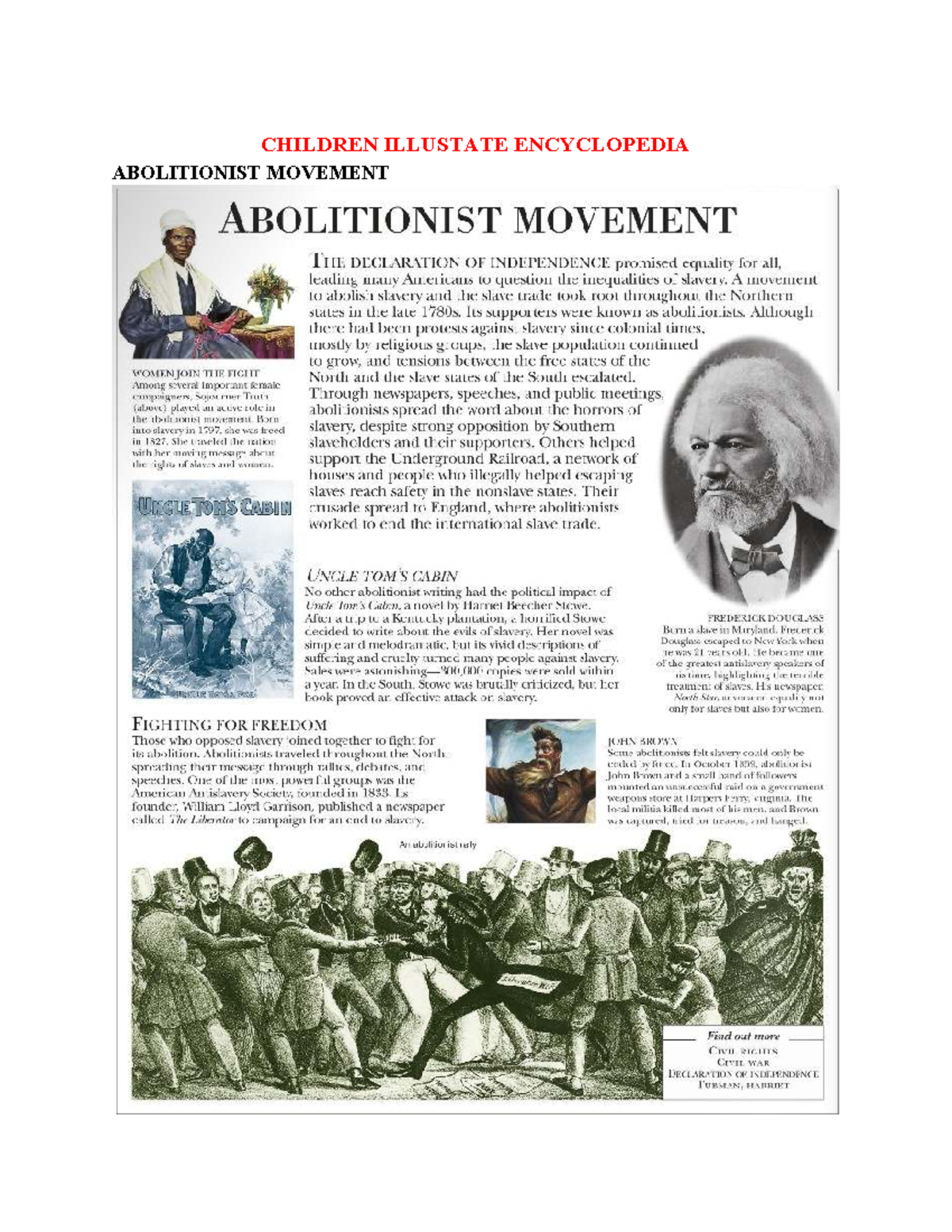 Children's Illustrated Encyclopedia: Abolitionist Movement Notes - Studocu