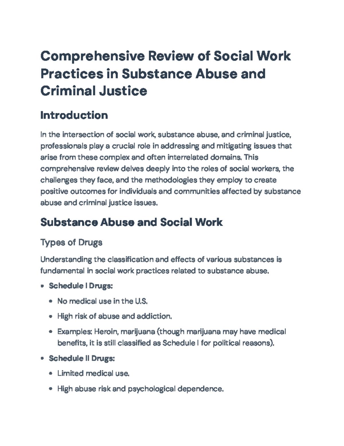 Comprehensive Review of Social Work in Substance Abuse & Criminal ...