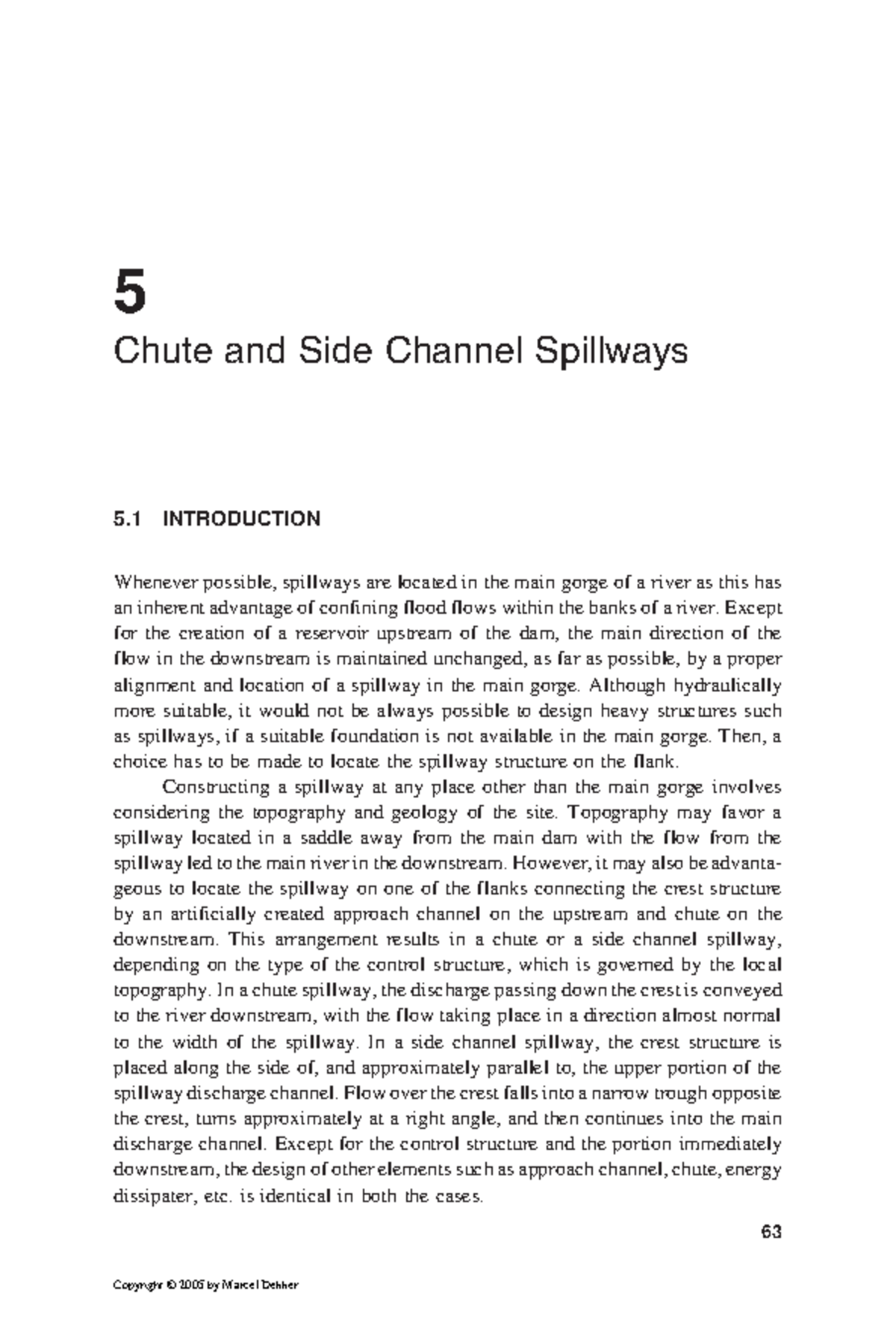 **Ch 5: Chute & Side Channel Spillways Overview and Design Principles ...