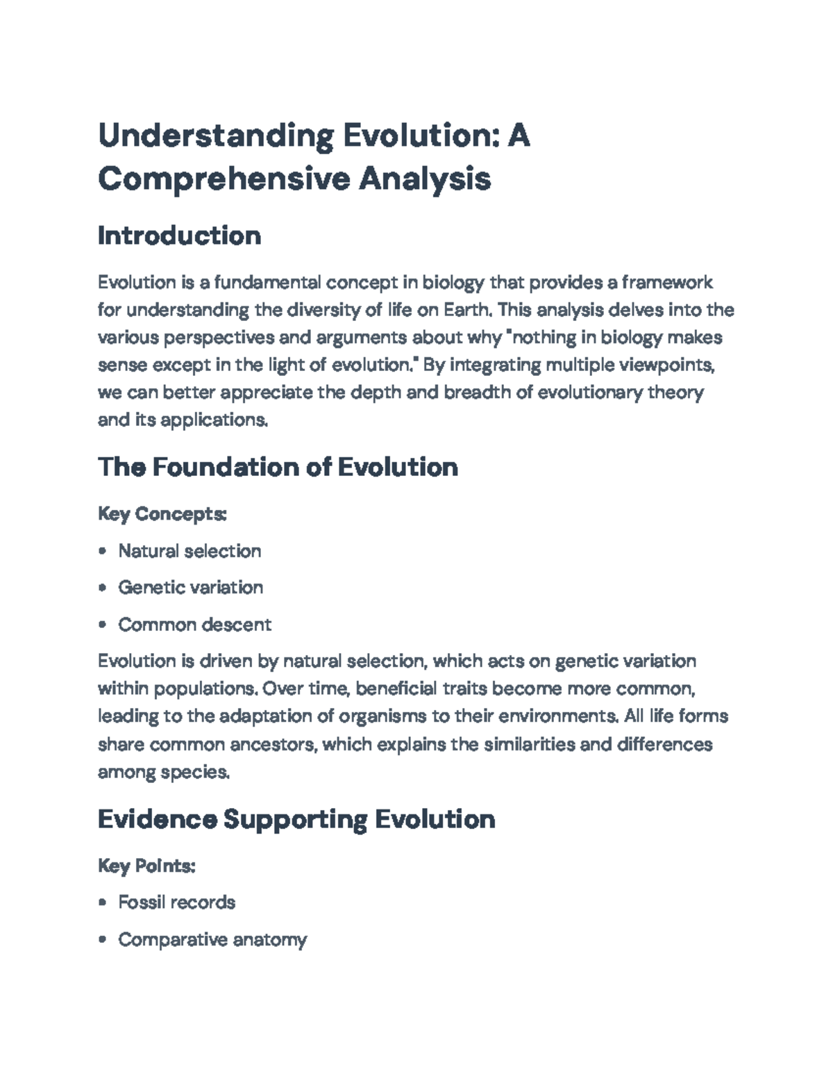 Understanding Evolution: A Comprehensive Analysis in Biology ...
