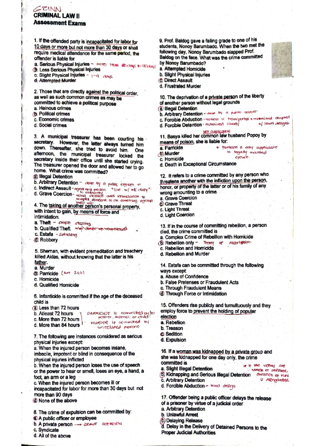CRIM-LAW-22 Final Exam Reviewer on Criminal Law II - Studocu