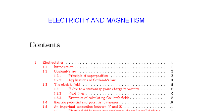 ELECTRICITY AND MAGNETISM: Comprehensive Study Notes - Studocu