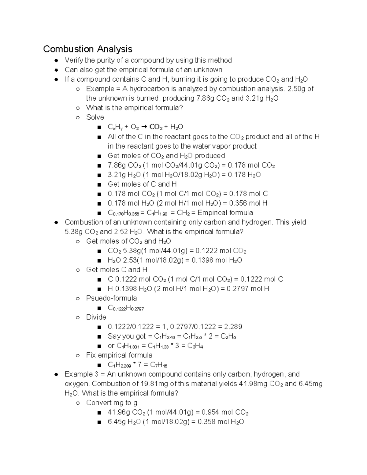 Combustion Analysis: Empirical Formula Determination Methods - Studocu
