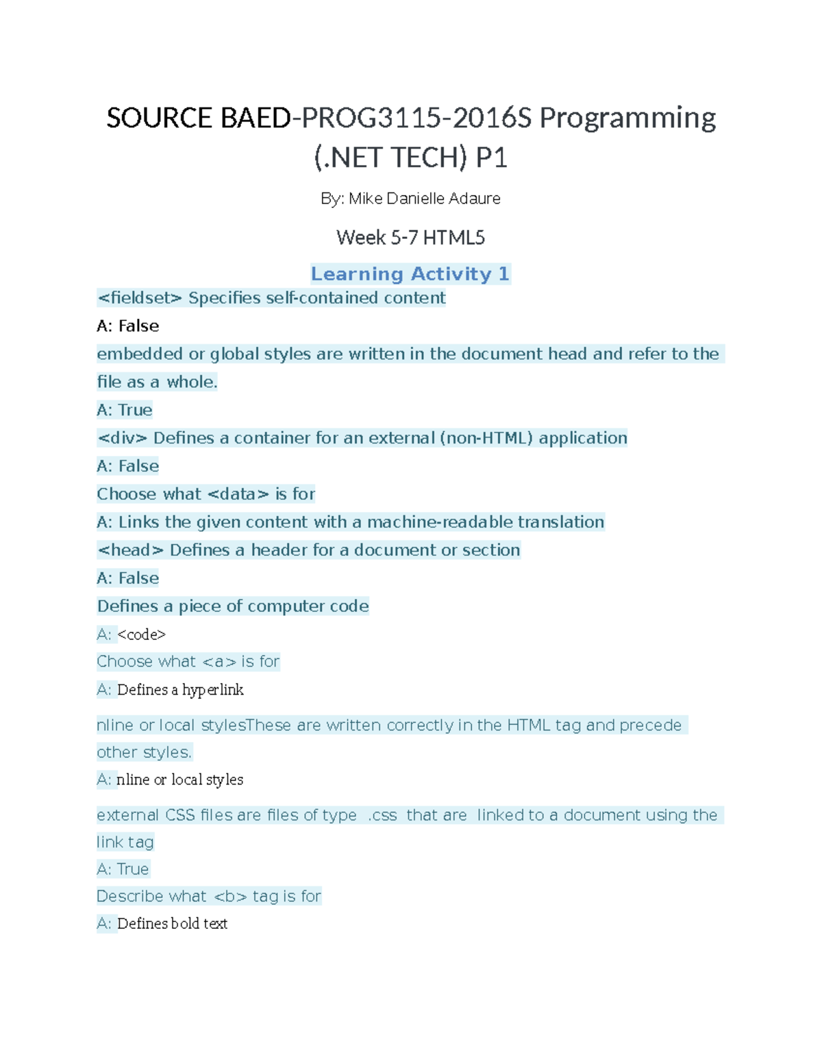 PROG3115 NET Week 5 20 Grade 12 - SOURCE BAED-PROG3115-2016S ...