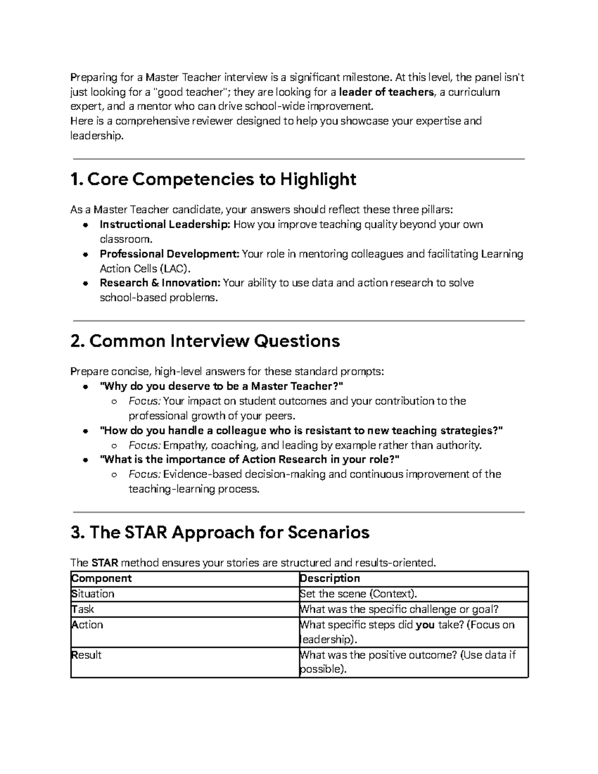 Master Teacher Interview Prep Guide: Key Strategies & Insights - Studocu