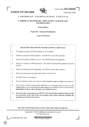 CSEC English A 2023 Paper 2 Study Guide - CSEC English A 2023 Paper 2 ...