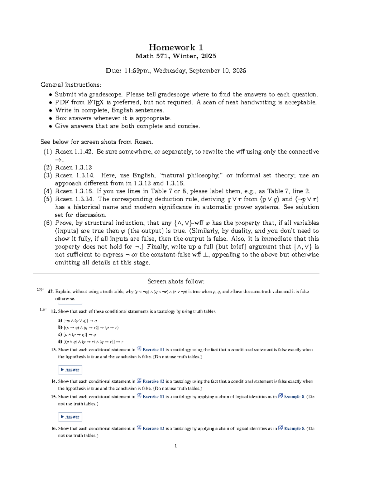 HW1 Math 571 - Winter 2025 Assignment Instructions and Problems - Studocu