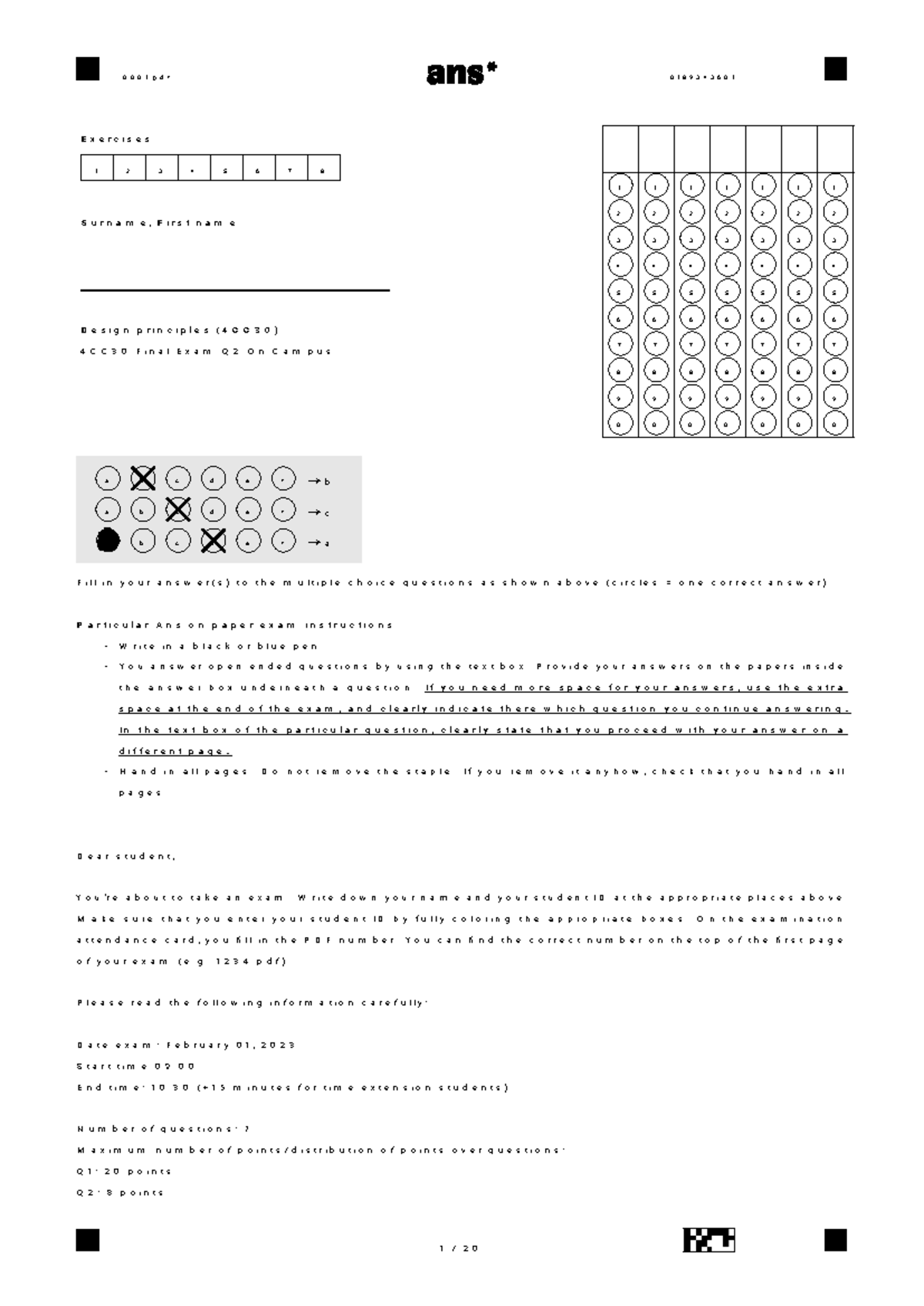 4CC30 Final Exam Answers - Design Principles (0189343601) - Studeersnel
