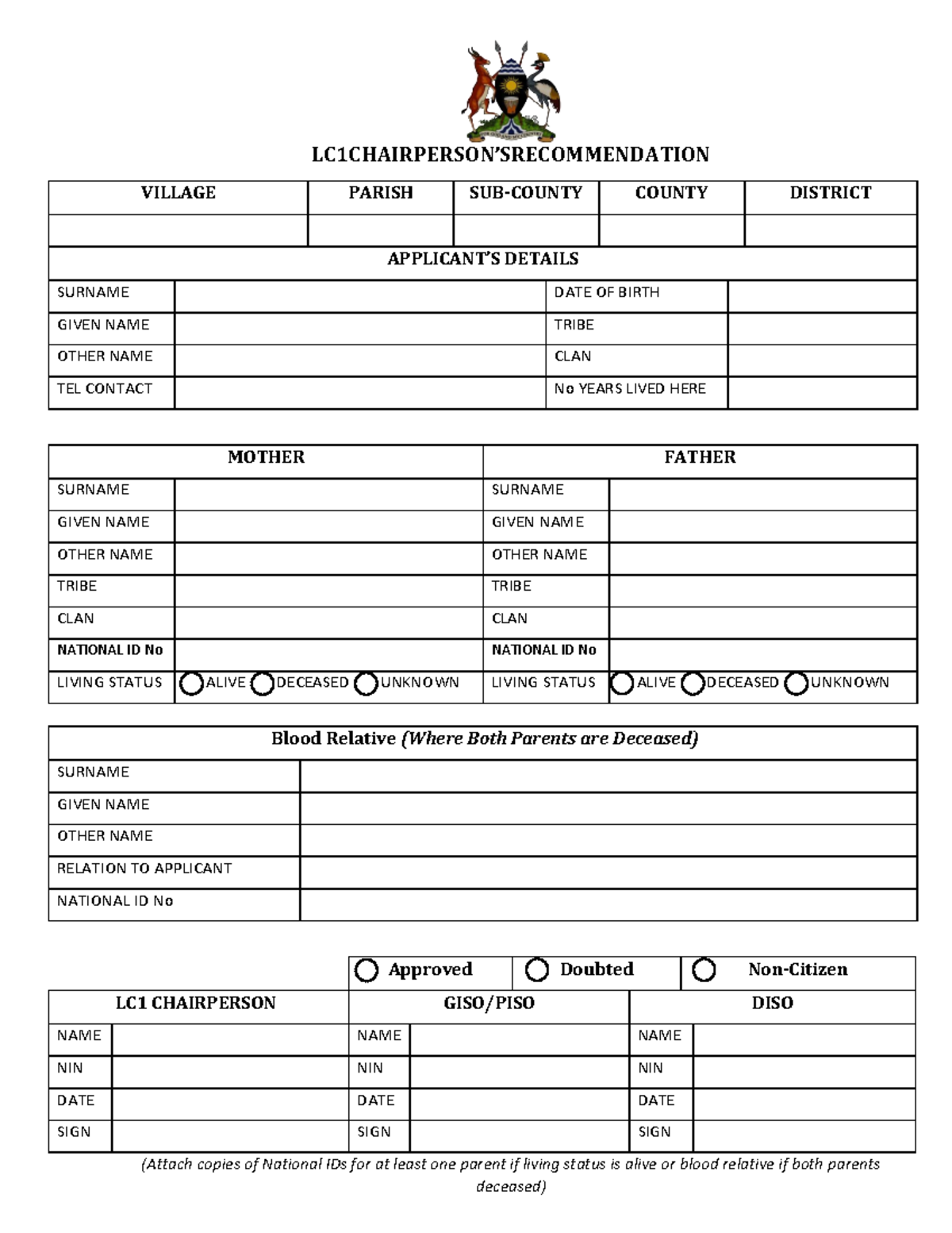Updated LC1 Recommendation Form for Applicants - Studocu