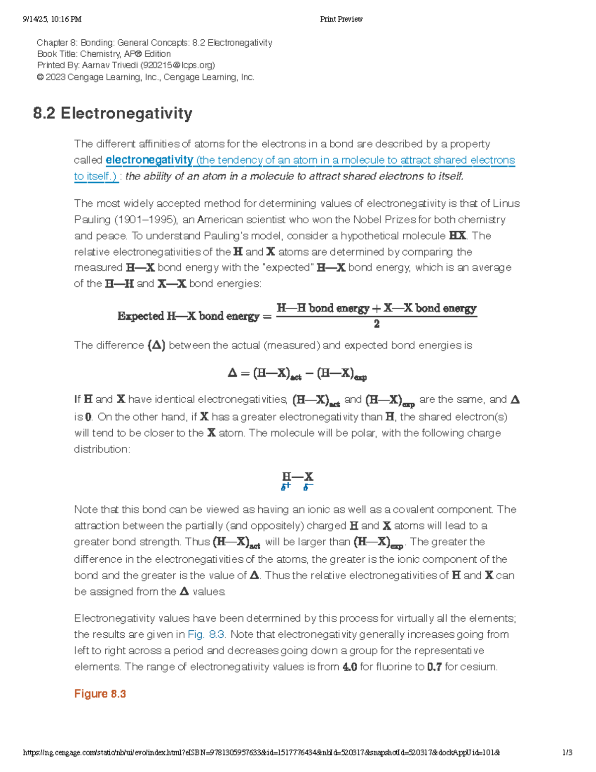 Chapter 8: Bonding Concepts & Electronegativity in Chemistry - Studocu