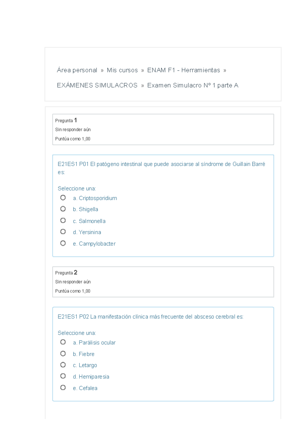 Examen Simulacro ENAM F1 N⁰ 1 - Parte A: Preguntas y Respuestas - Studocu