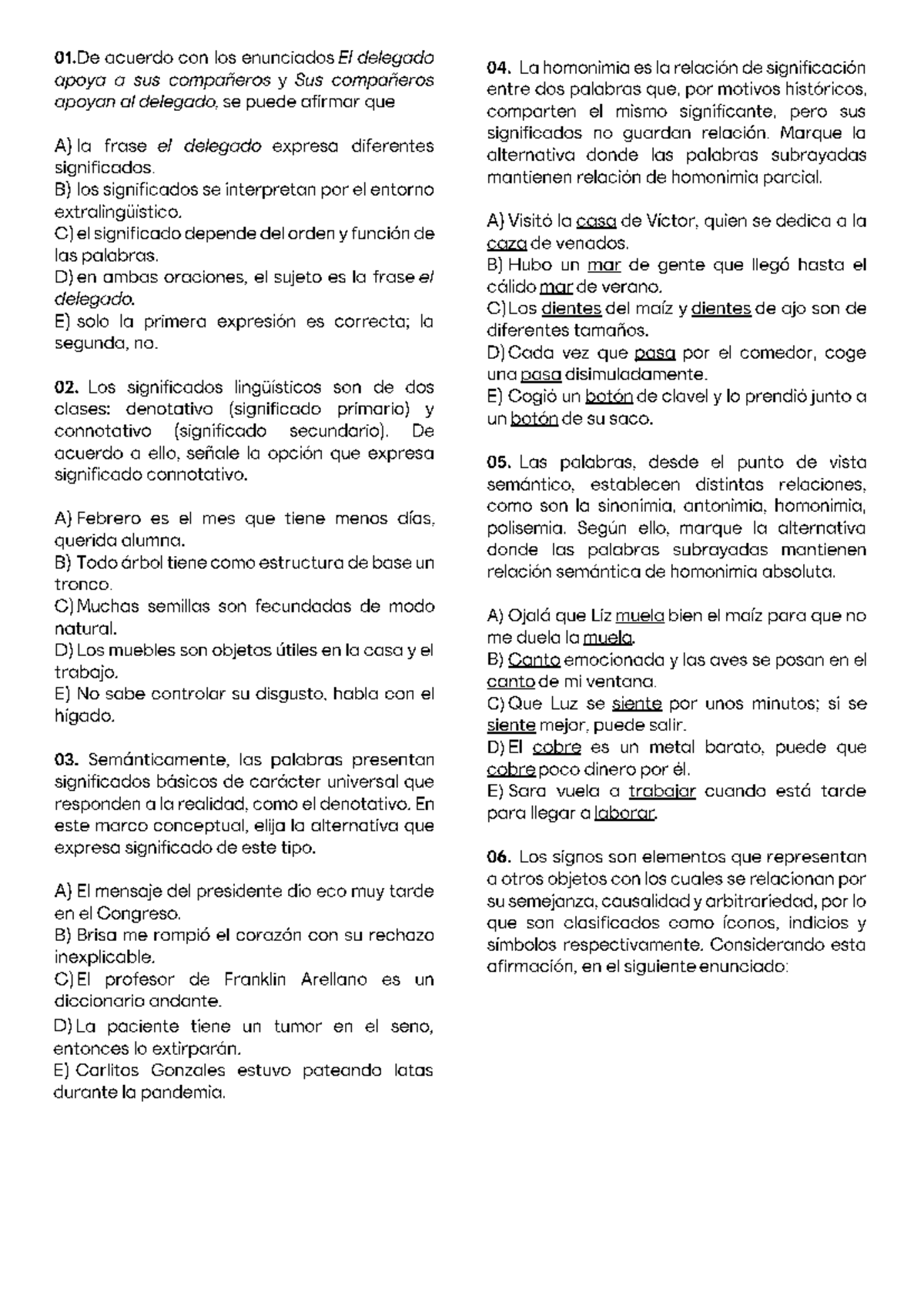 Recurso 1717861272864: Análisis de Homonimia y Significados en Lenguaje ...