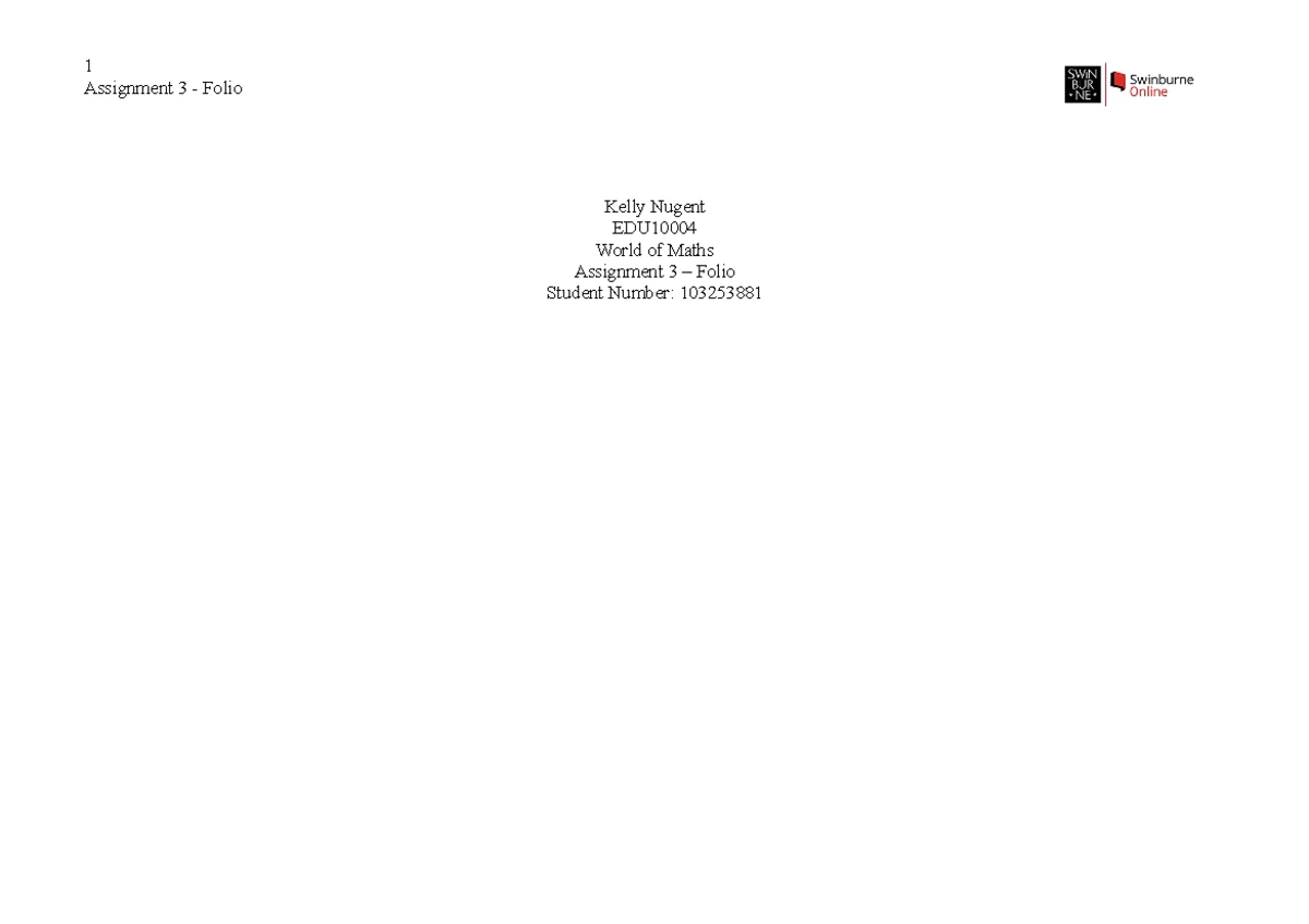Edu20002 Assignment 2 Mathematics in Practice assignment - EDU20002 ...