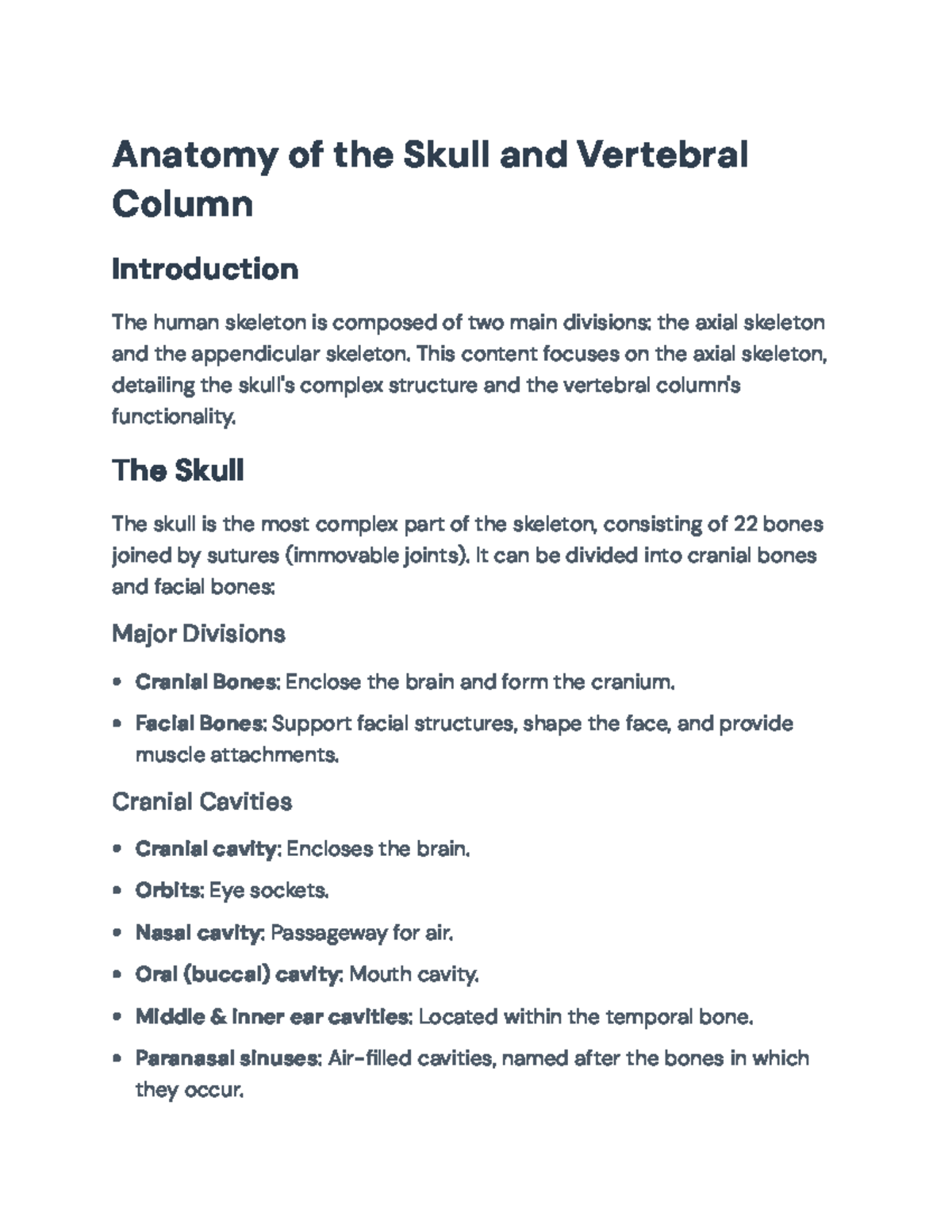 Anatomy of the Skull and Vertebral Column: Structure & Function ...