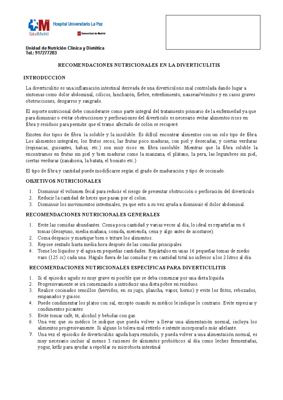 Recomendaciones Nutricionales para Diverticulitis 2018: Guía Práctica ...