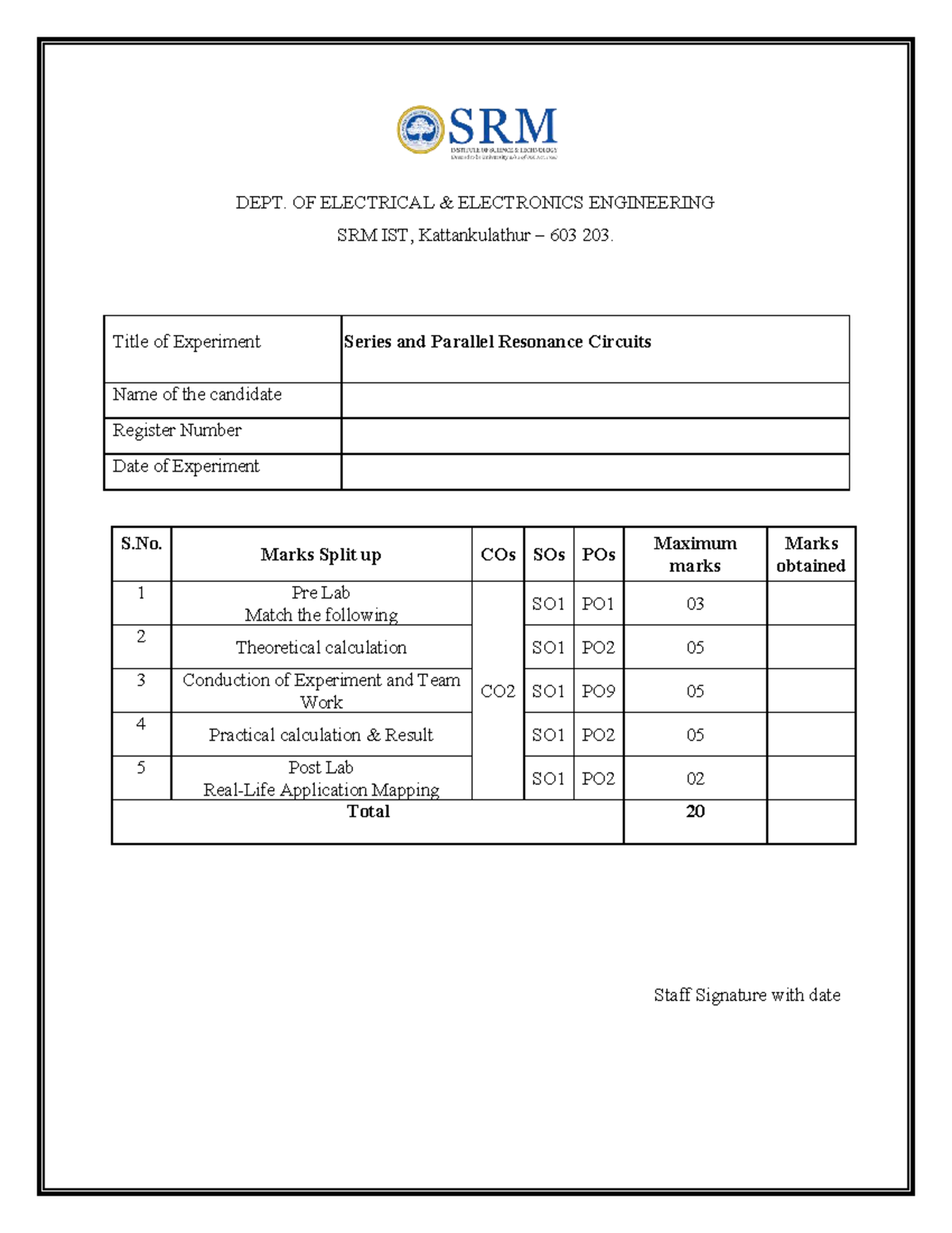 Unit-2 Experiment: Series and Parallel Resonance Circuits Study ...