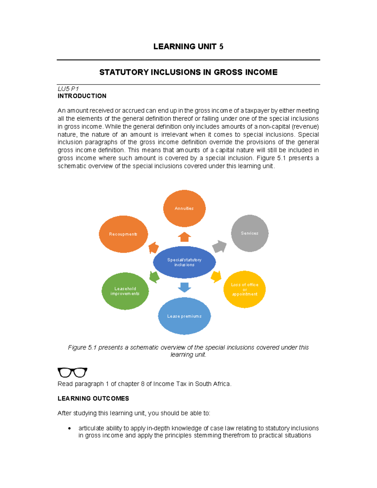 Learning Unit 5: Guide on Statutory Inclusions in Gross Income - Studocu