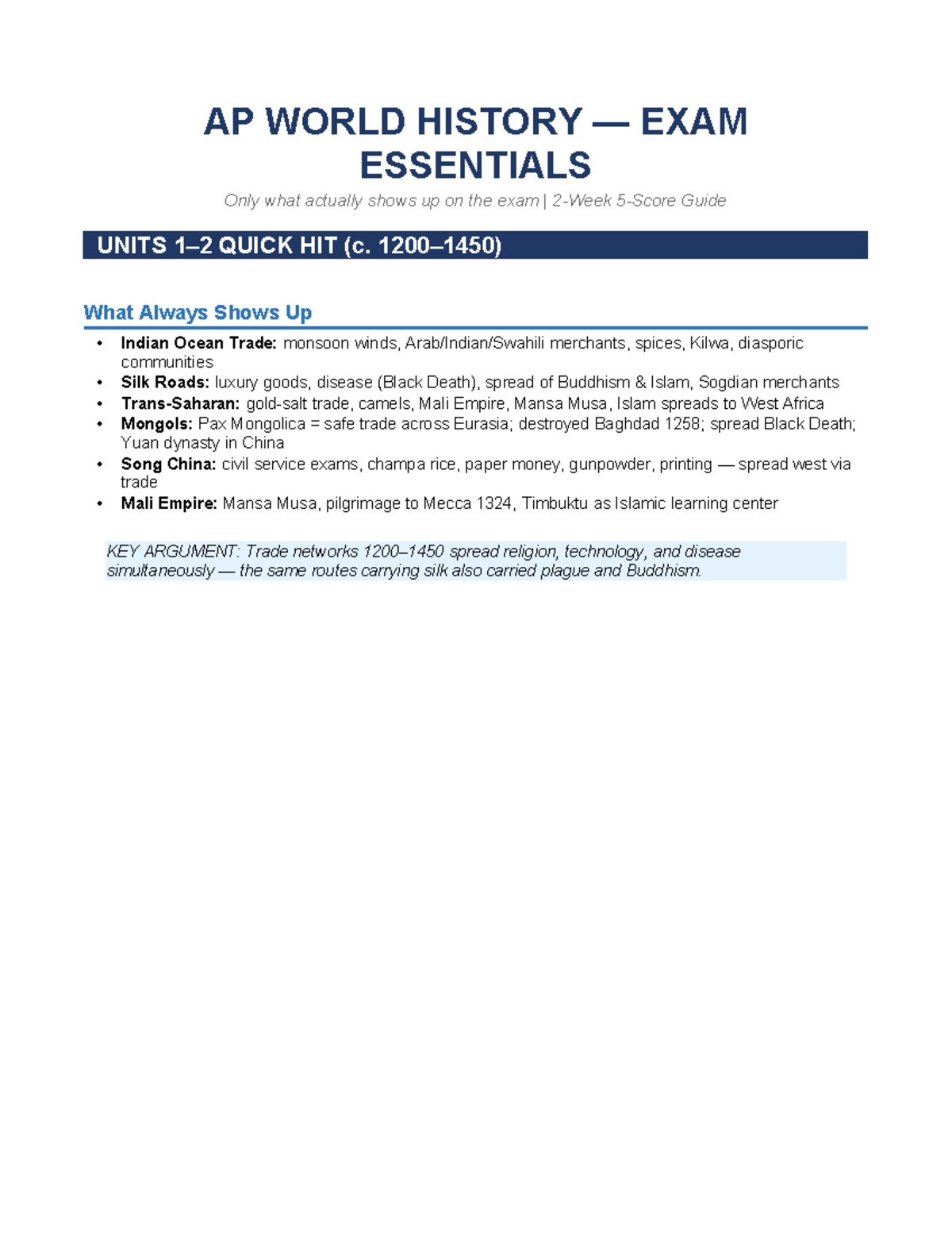 AP WORLD HISTORY EXAM ESSENTIALS: Key Themes and Concepts Guide - Studocu