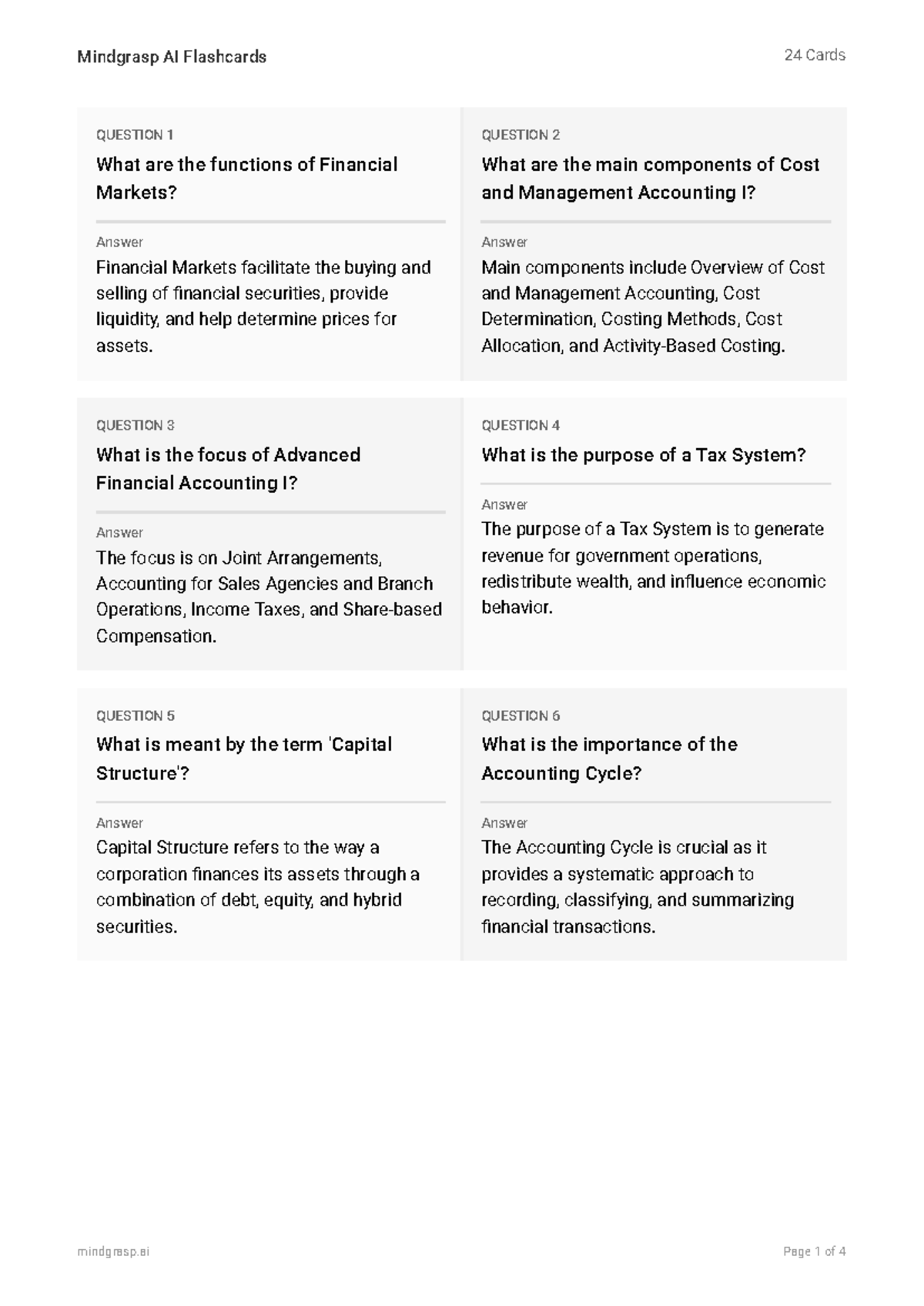Financial Markets & Accounting Concepts Flashcards (24 Cards) - Studocu