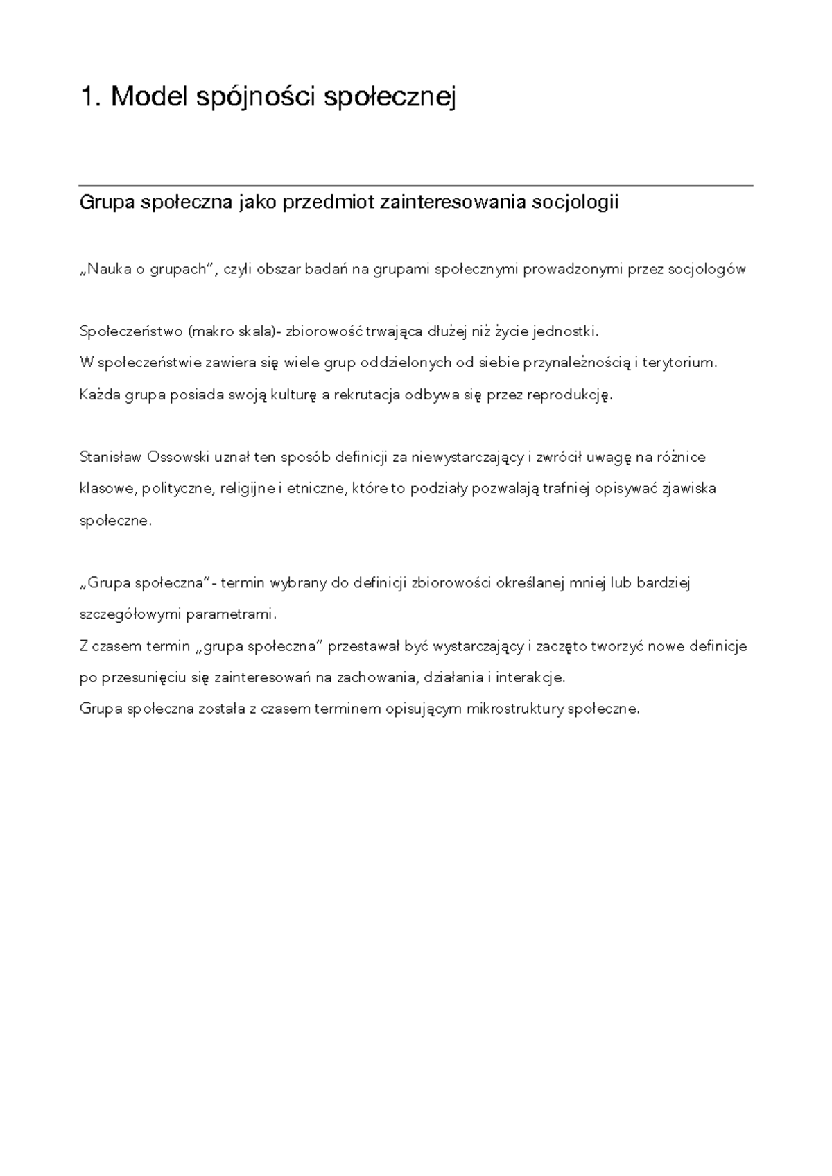 Procesy grupowe - Notatki na kolokwium 1 (Socjologia) - Studocu