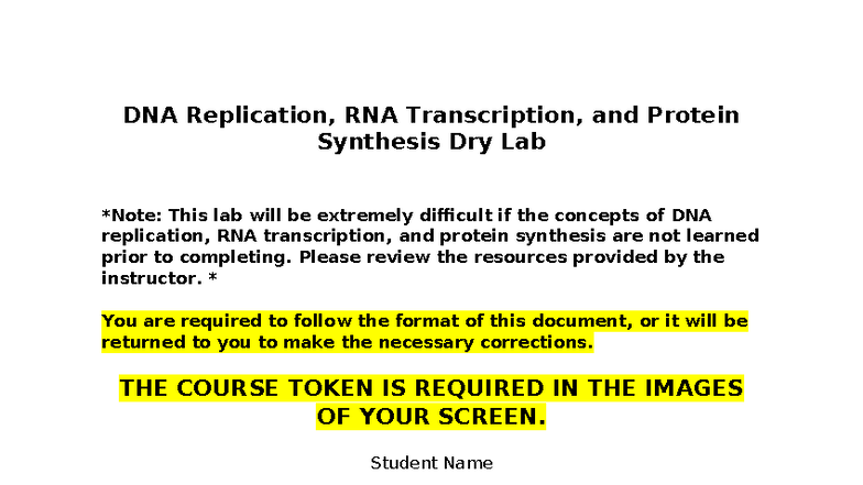 580213 DNA Replication RNA Transcription Protein Synthesis Dry Lab Q Modified Sp25 - DNA - Studocu