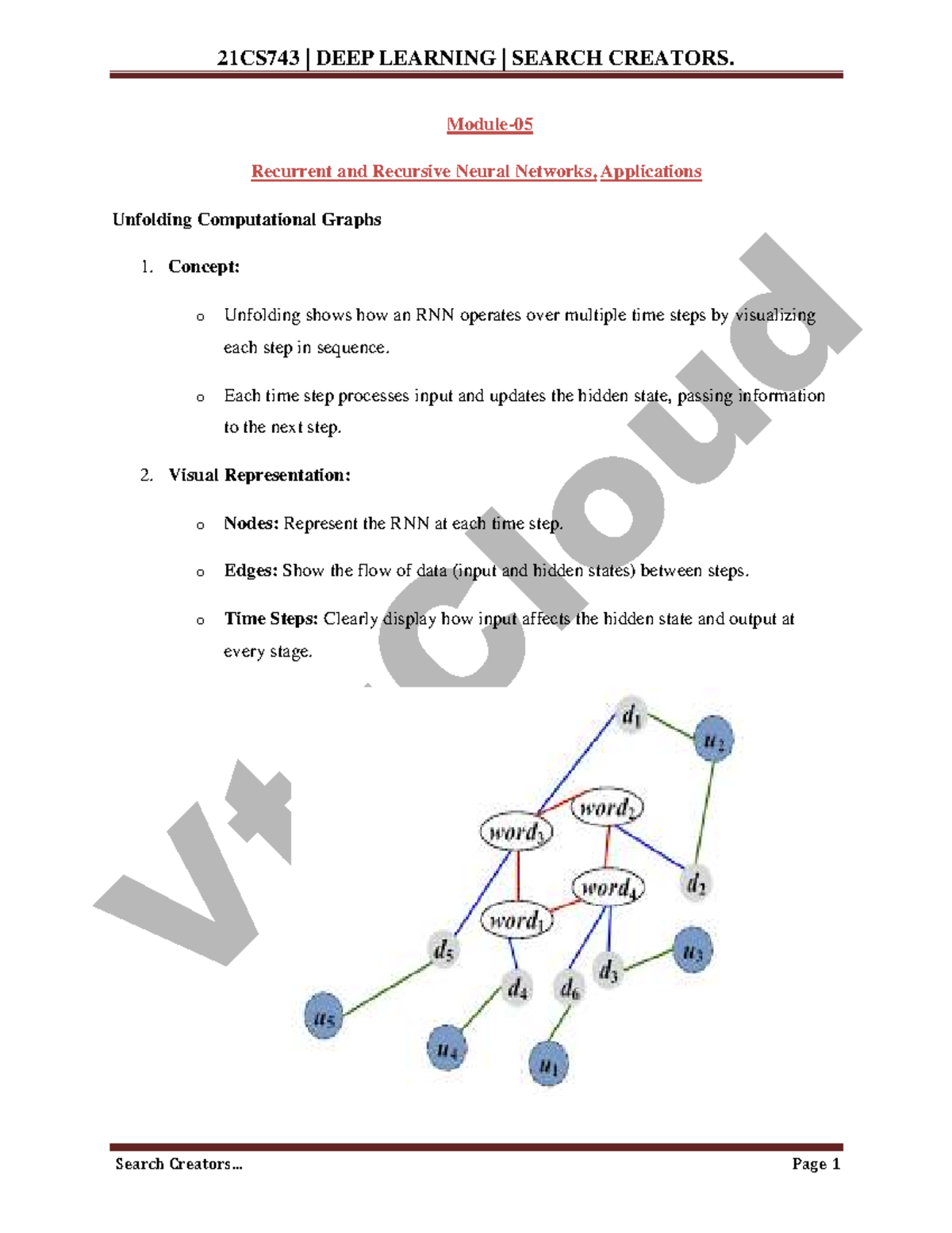 21CS743 DEEP LEARNING: RNNs, LSTMs, and GRUs Overview - Studocu
