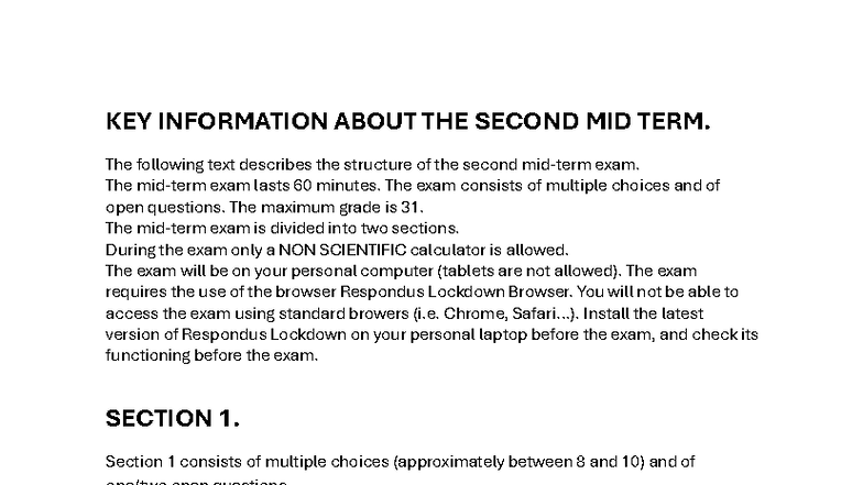 Mock Exam: 2nd Midterm Structure & Guidelines - Studocu