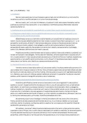 Eseu Ion - Particularitatile constructiei - „Ion” Liviu Rebreanu Introducere Opera literară “Ion ...