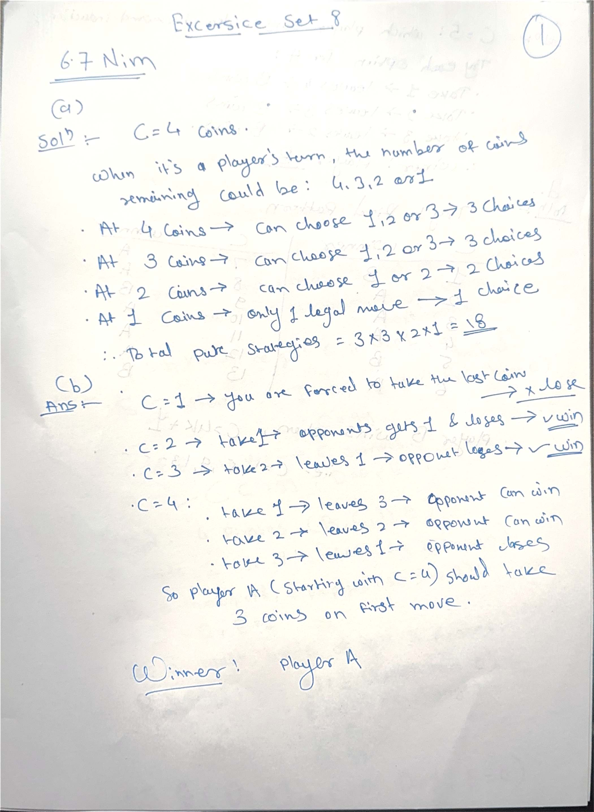 Best Exercise Set 8: Nim Game Strategies and Outcomes Analysis - Studocu