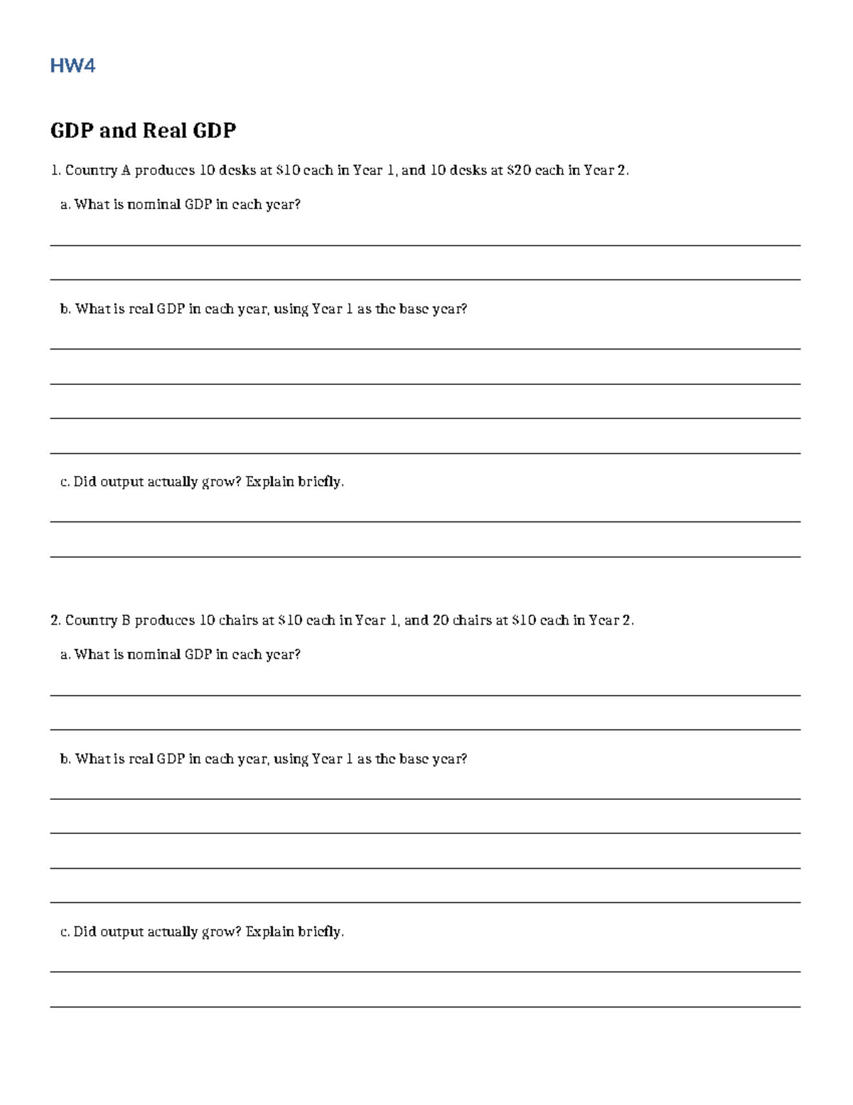 HW4 Economic Analysis of Nominal vs Real GDP Comparisons - Studocu