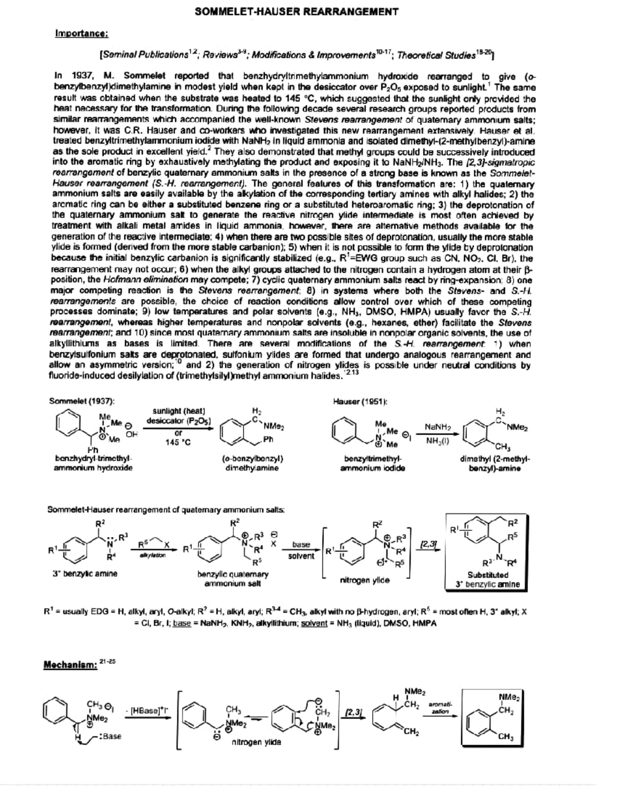 Sommelet-hauser Rearrangement - SOMMELET-HAUSER REARRANGEMENT mportance ...