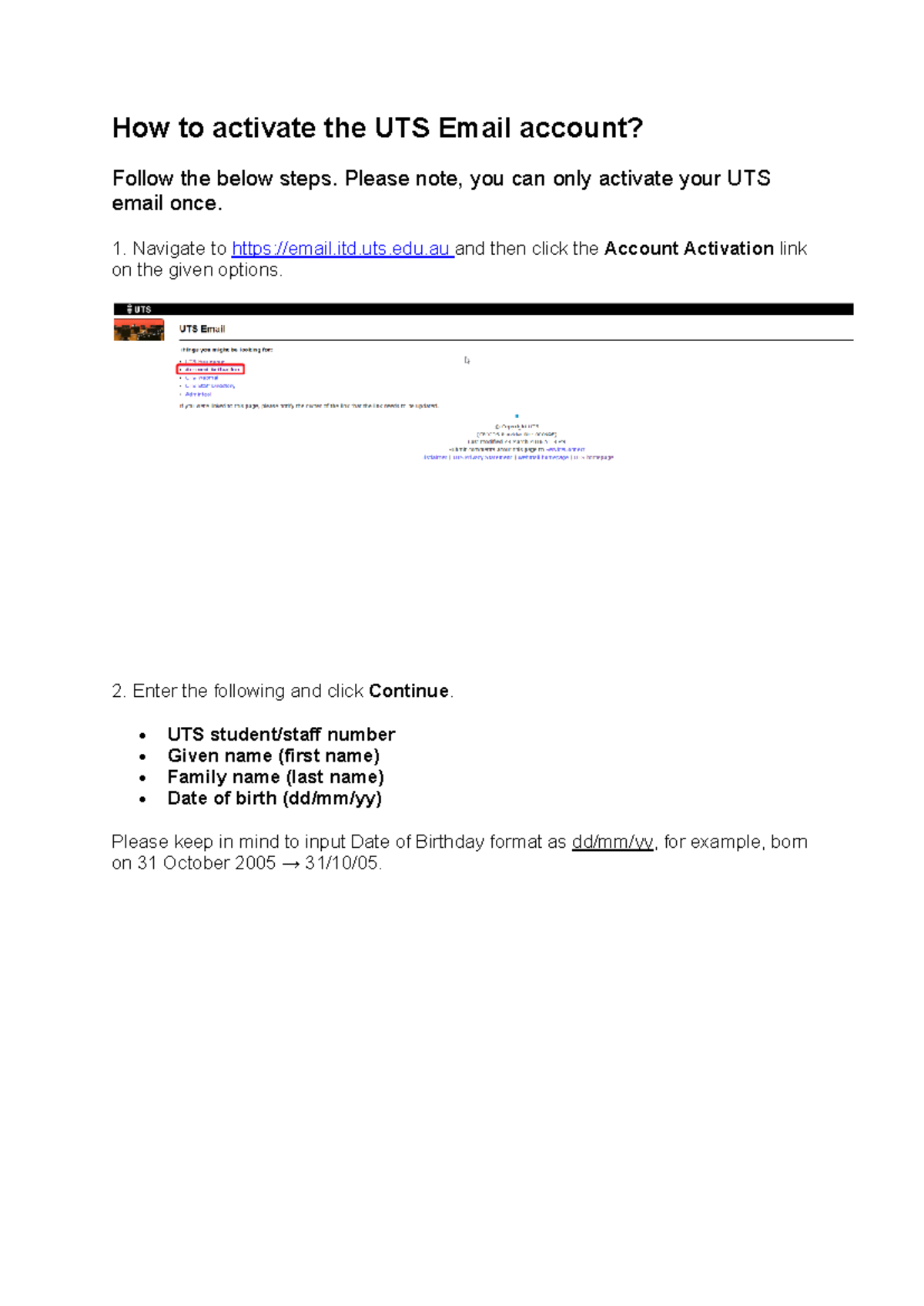 How to Activate UTS Staff Email Account: Step-by-Step Guide - Studocu