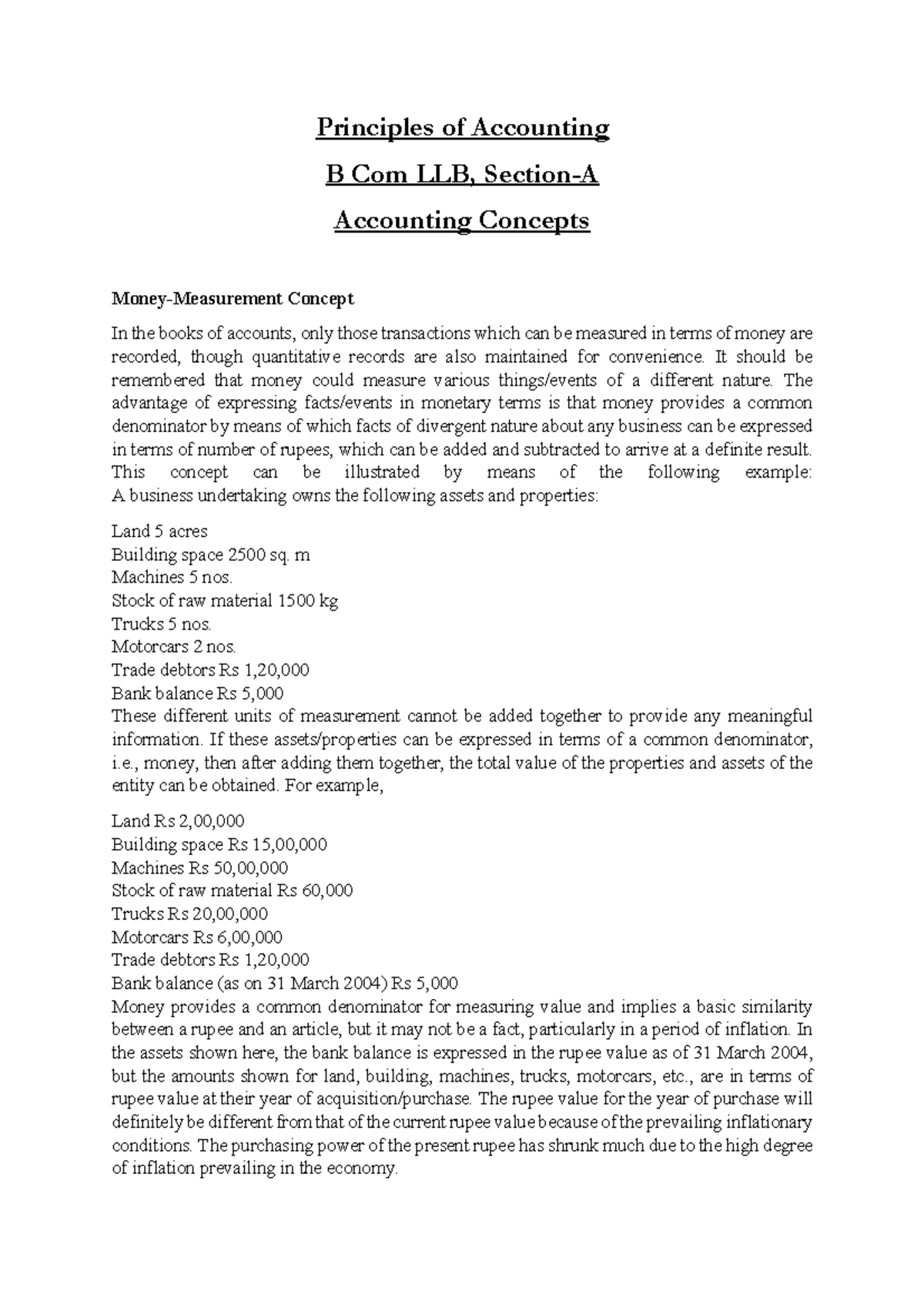 Accounting Concepts - Notes for B Com LLB Principles of Accounting ...