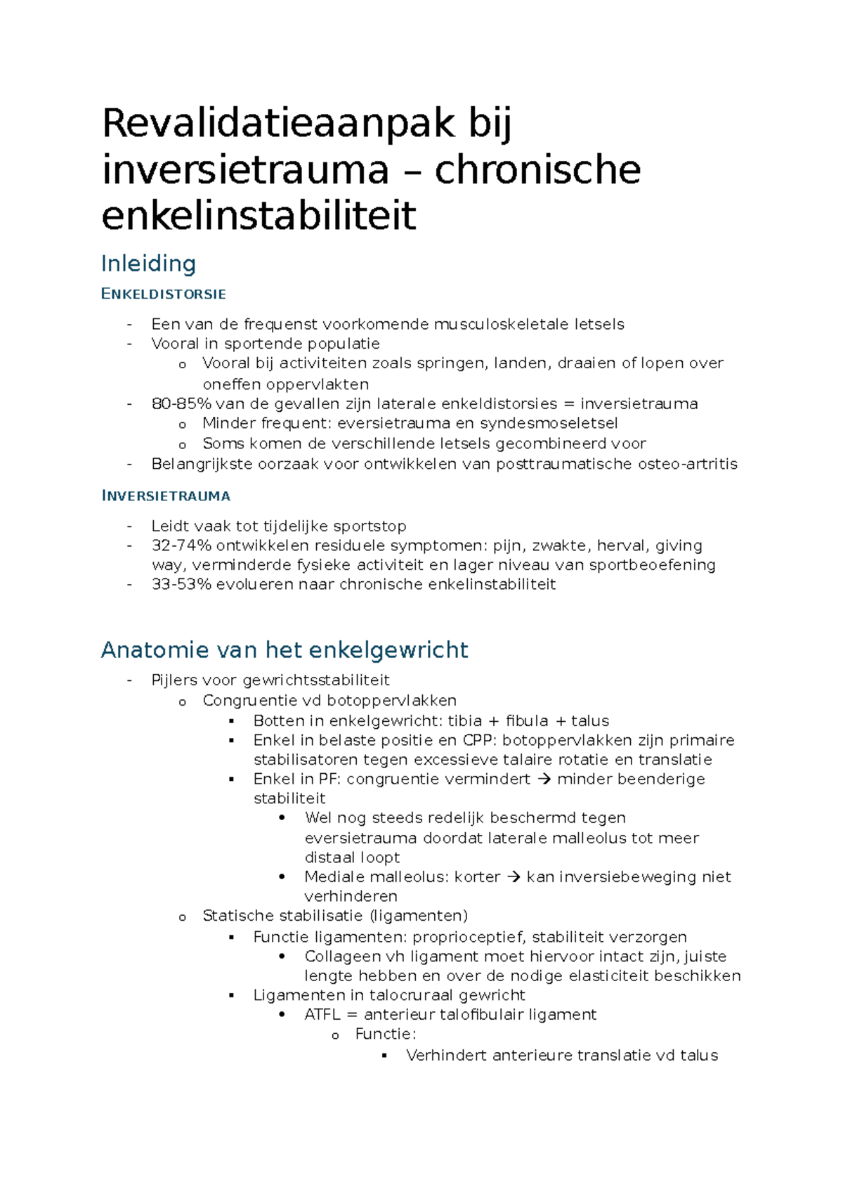 Revalidatieaanpak bij Inversietrauma en Chronische Enkelinstabiliteit ...