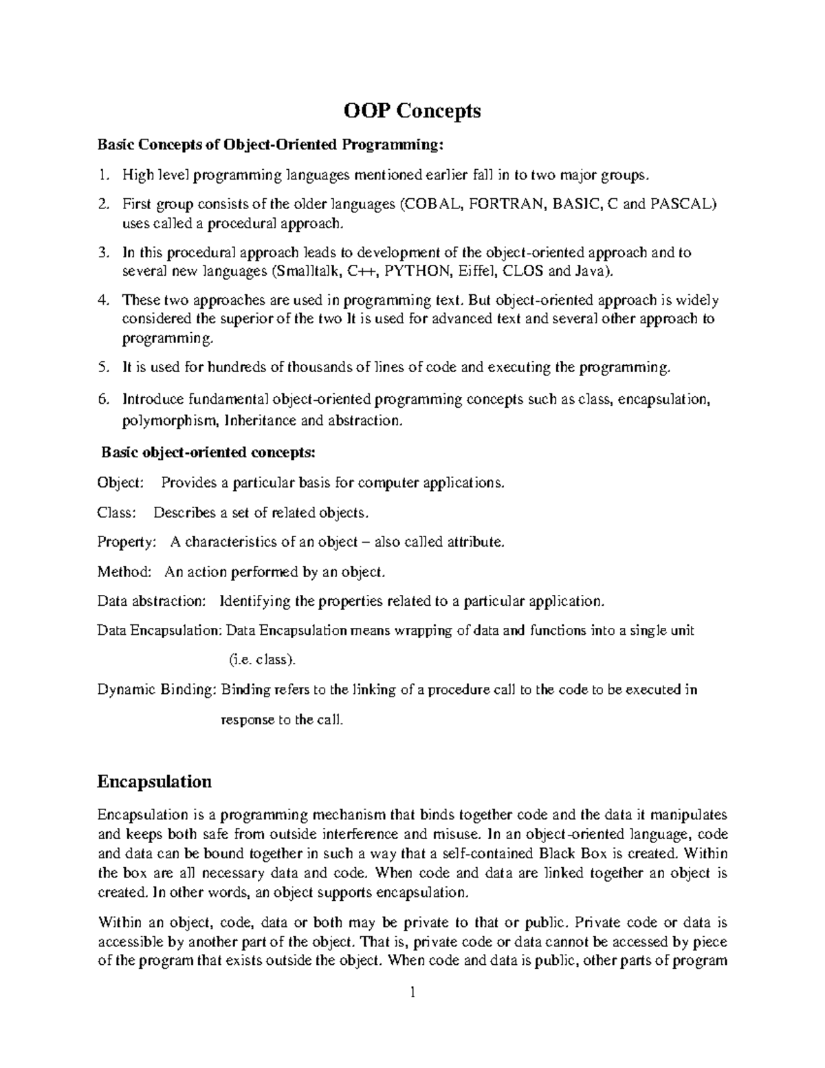 OOP Concepts: Key Principles and Mechanisms in Programming (CS101 ...