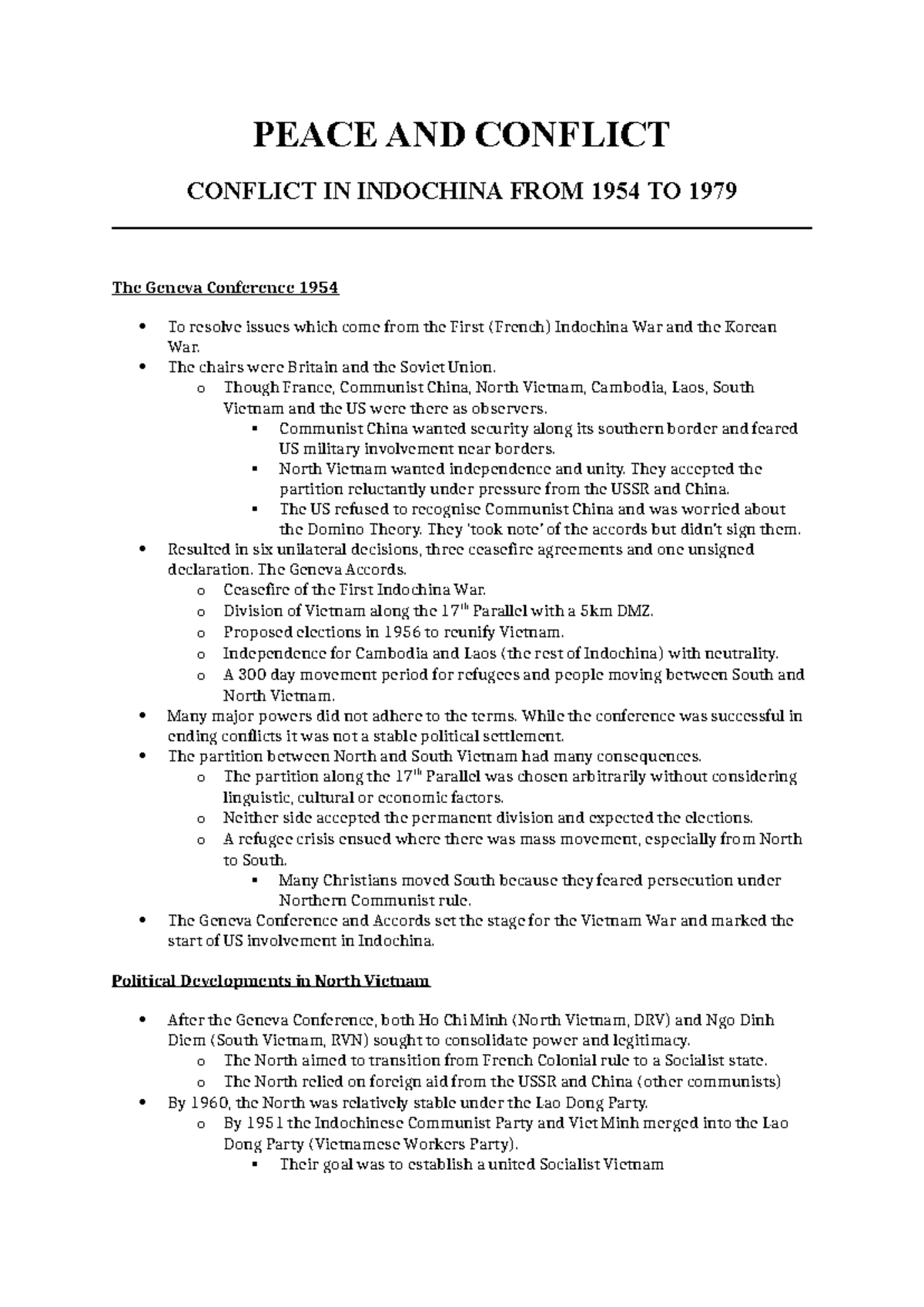 MHI 101: Indochina Conflict Overview (1954-1979) and Key Developments ...