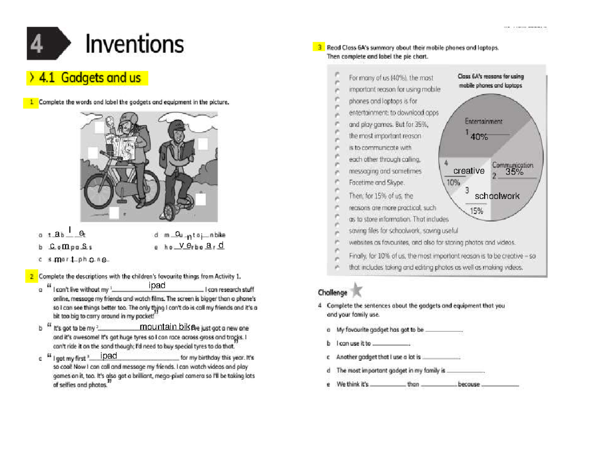 English - Stage 6 - Unit 4 - Workbook - Inventions - English for Kids ...