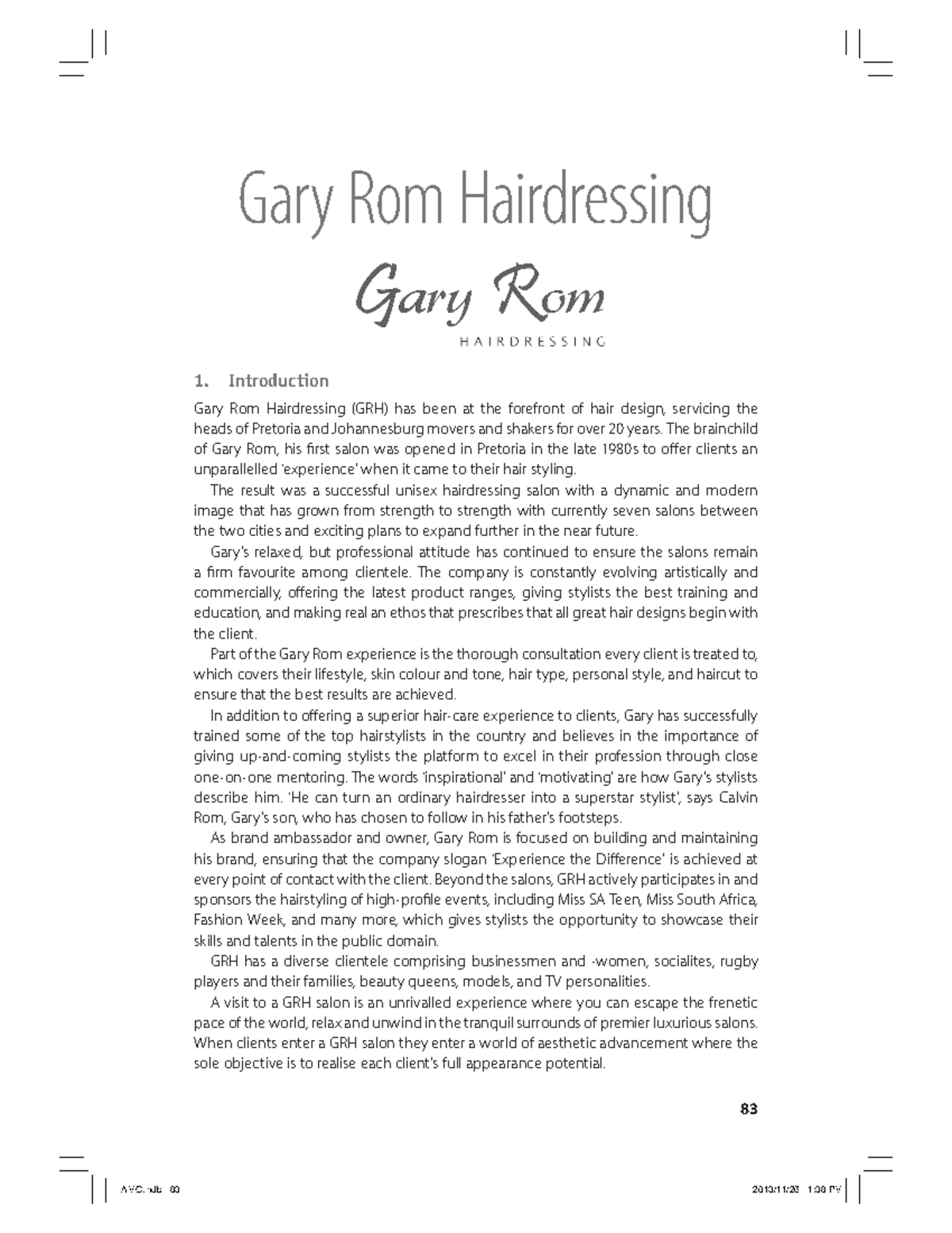 Gary Rom - Case Study on Hairdressing Excellence and Growth - Studocu