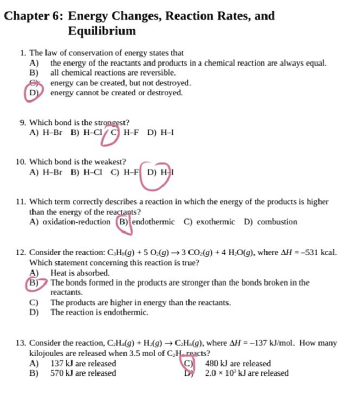 Chapter 6: Energy Changes, Reaction Rates & Equilibrium Concepts - Studocu