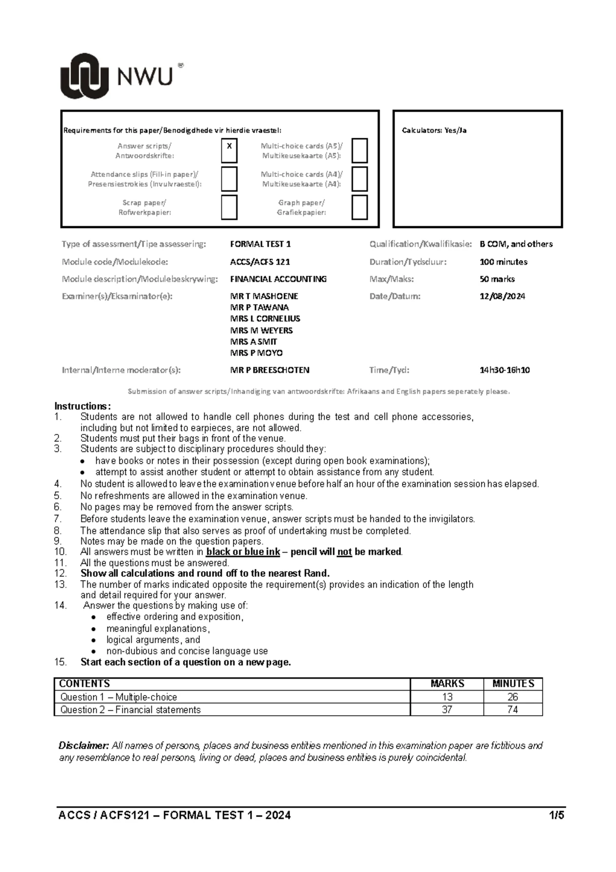 ACCD512: Paper 1 Exam Requirements and Guidelines for June 2023 - Studocu