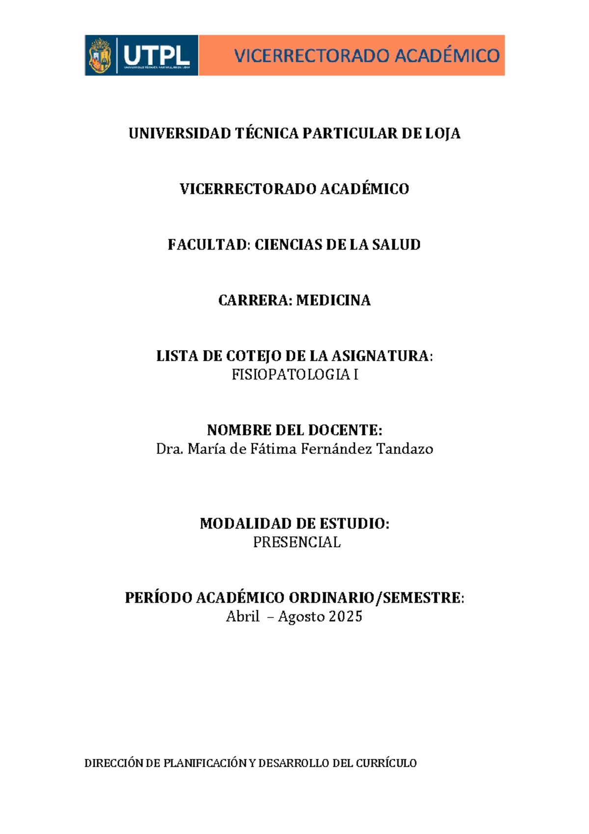 Fisiopatología I (MEDI_3027) - Plan Docente 2025 - Studocu