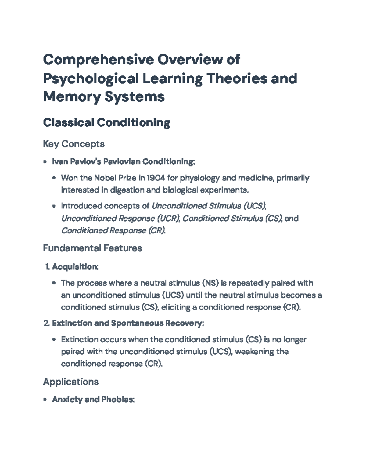 Comprehensive Study on Psychological Learning Theories (PSY101 ...