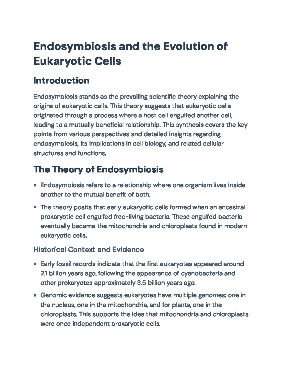 Endosymbiosis: The Evolution of Eukaryotic Cells and Functions ...