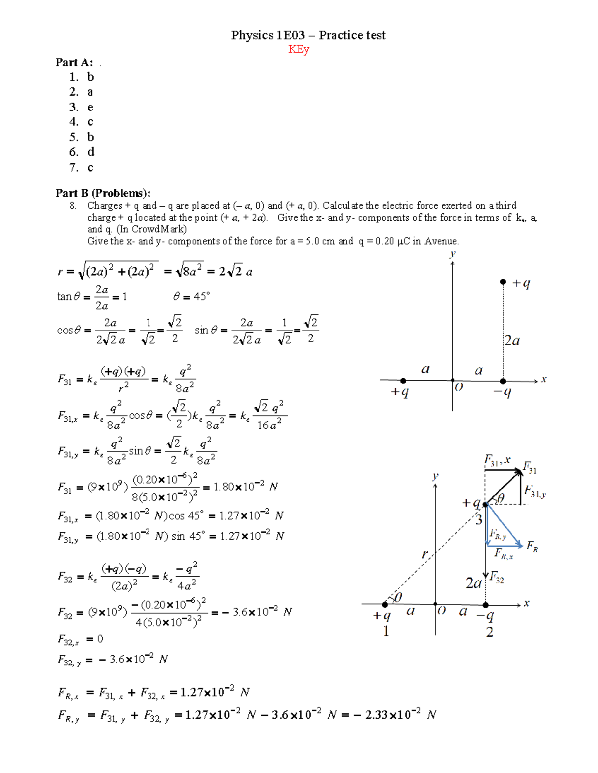 Physics 1E03 Practice Test 1 (2021) - Answer Key and Solutions - Studocu