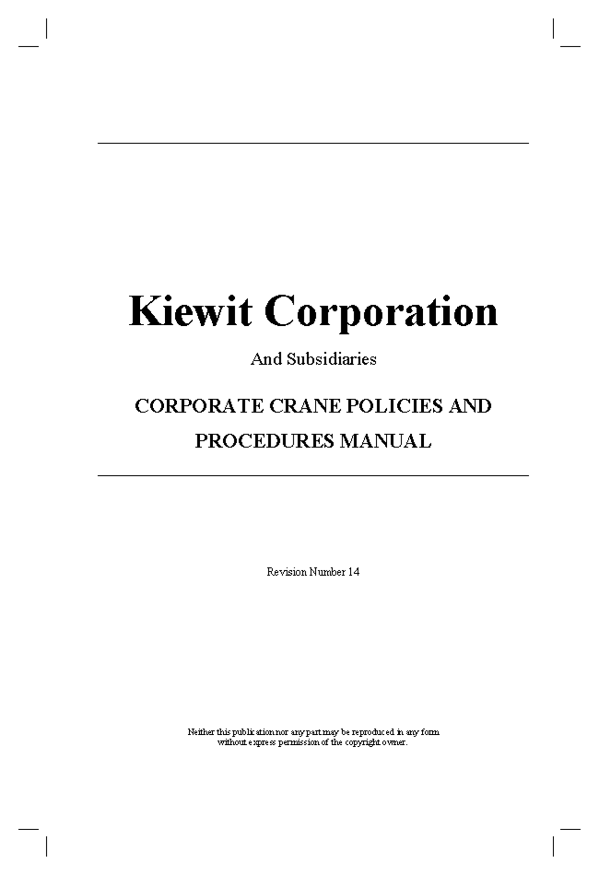 Kiewit Corporation Crane Policies & Procedures Manual (Rev 14) - Studocu