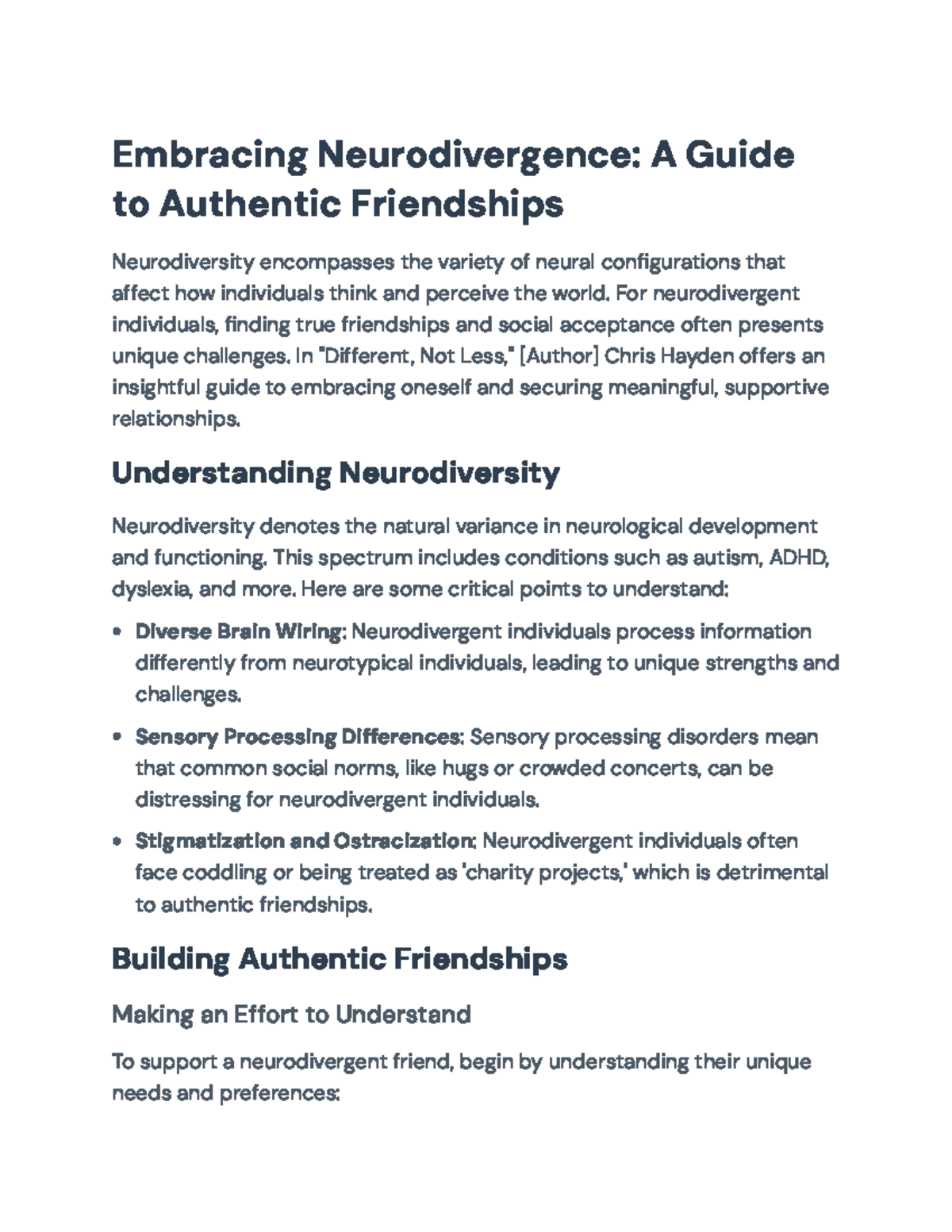 Understanding Neurodiversity: Fostering Authentic Friendships Guide ...