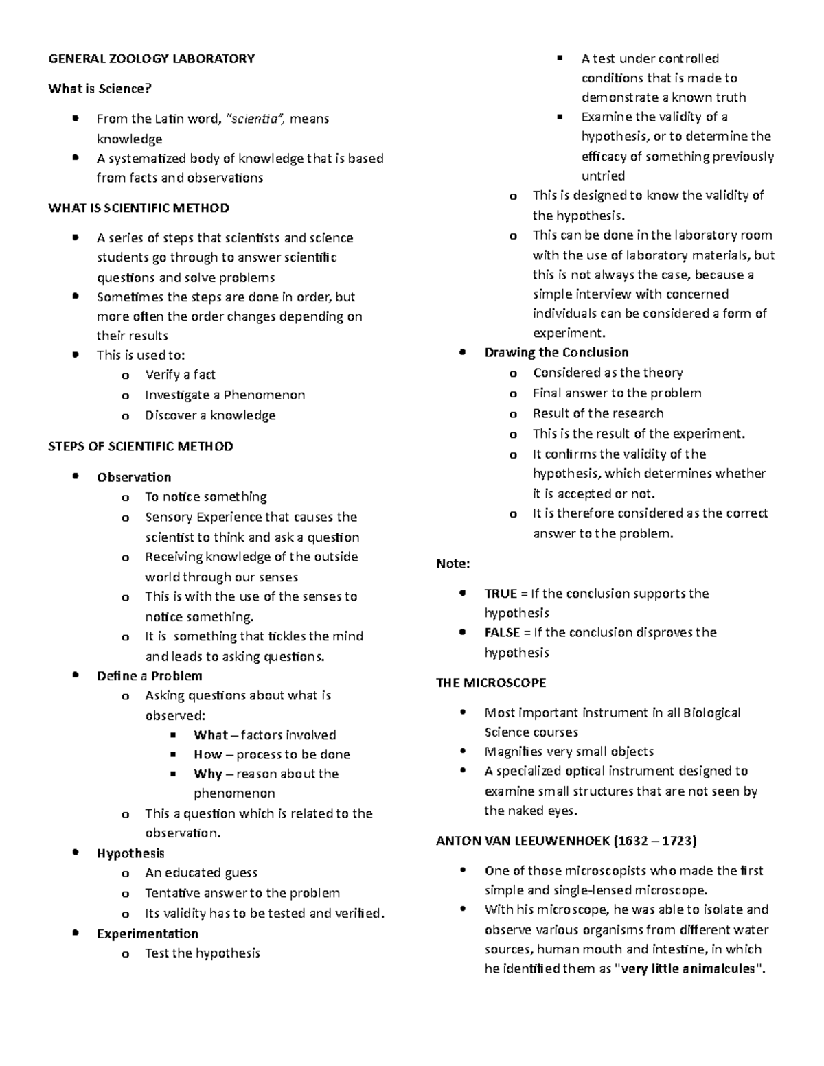 General Zoology Laboratory MOD 1 - GENERAL ZOOLOGY LABORATORY What is ...