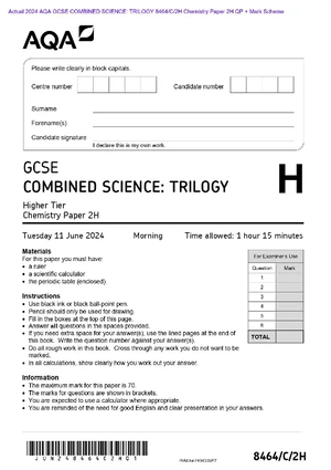 AQA GCSE Chemistry Paper 2: Key Topics & Concepts Overview - Studocu
