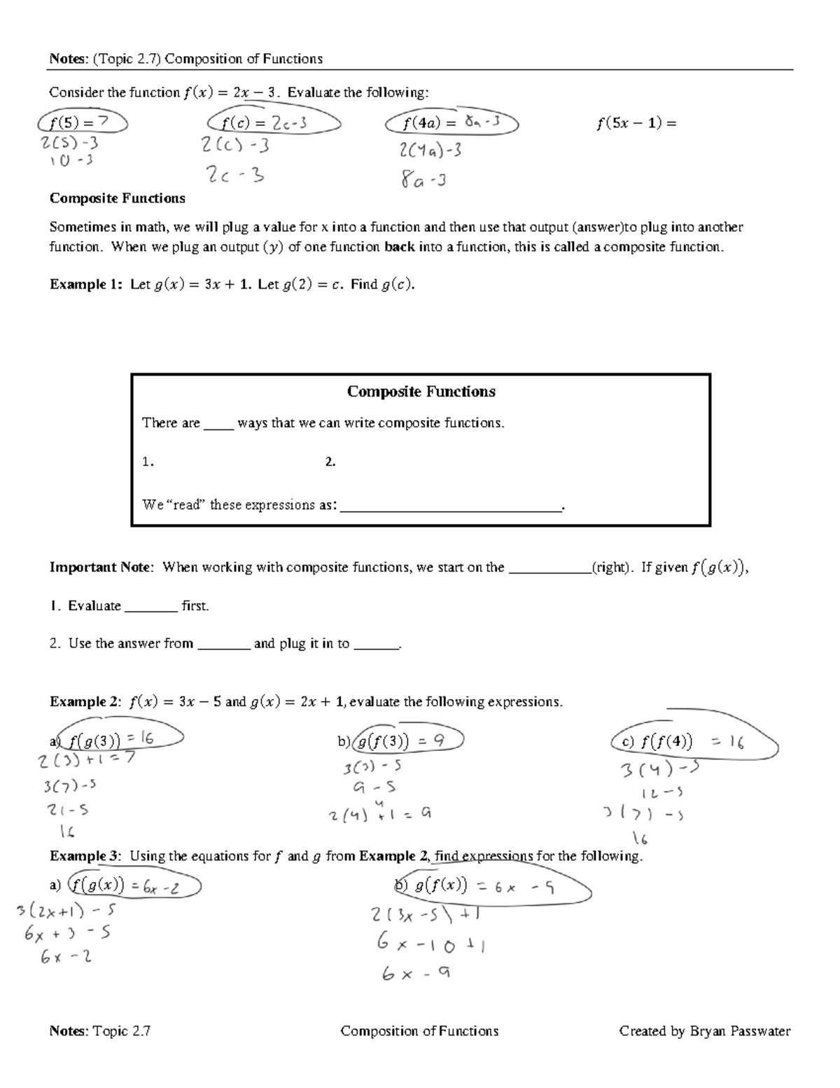 Notes: Topic 2.7 - Understanding Composition of Functions - Studocu